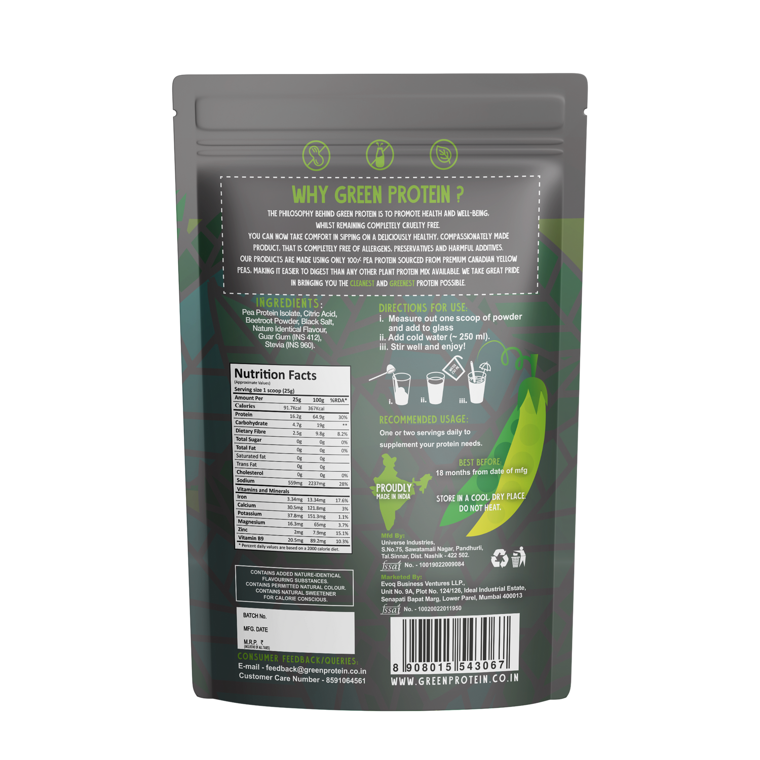 Buy Delicious Berry Blast Protein Pouch - 1kg | Green Protein